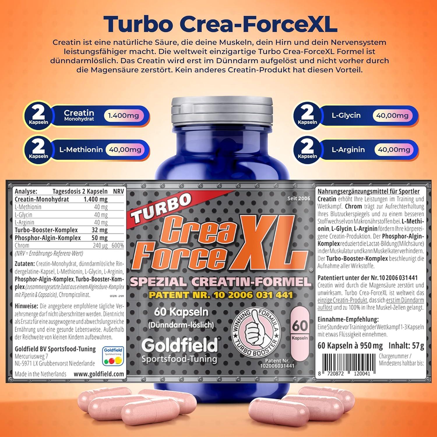 Buy Goldfield Crea Force XL - High Dose Creatine Capsules (60 Tablets ...