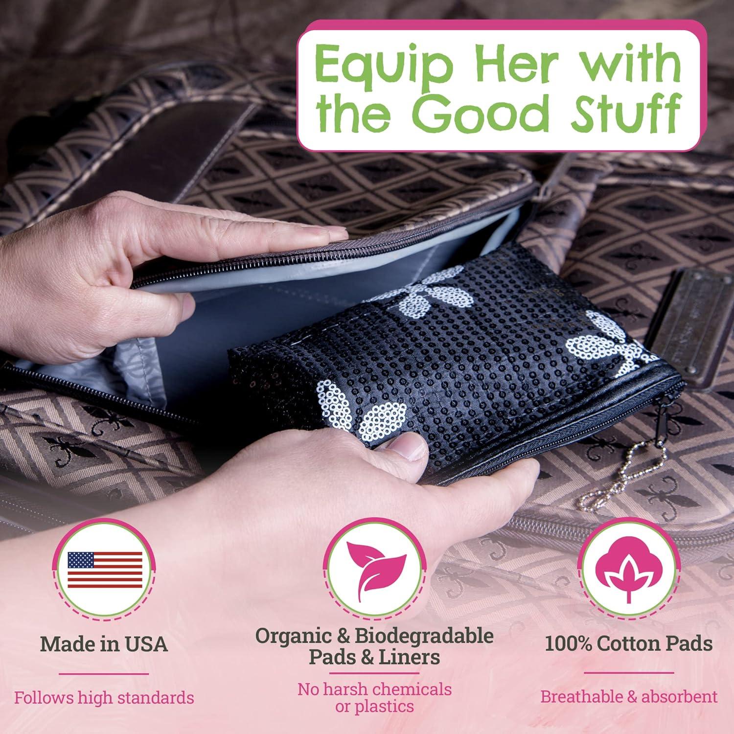 Organic Menstrual Period Starter Kit - Stylish & Practical Aunt Flo Survival Pack (Black) | Buy ...