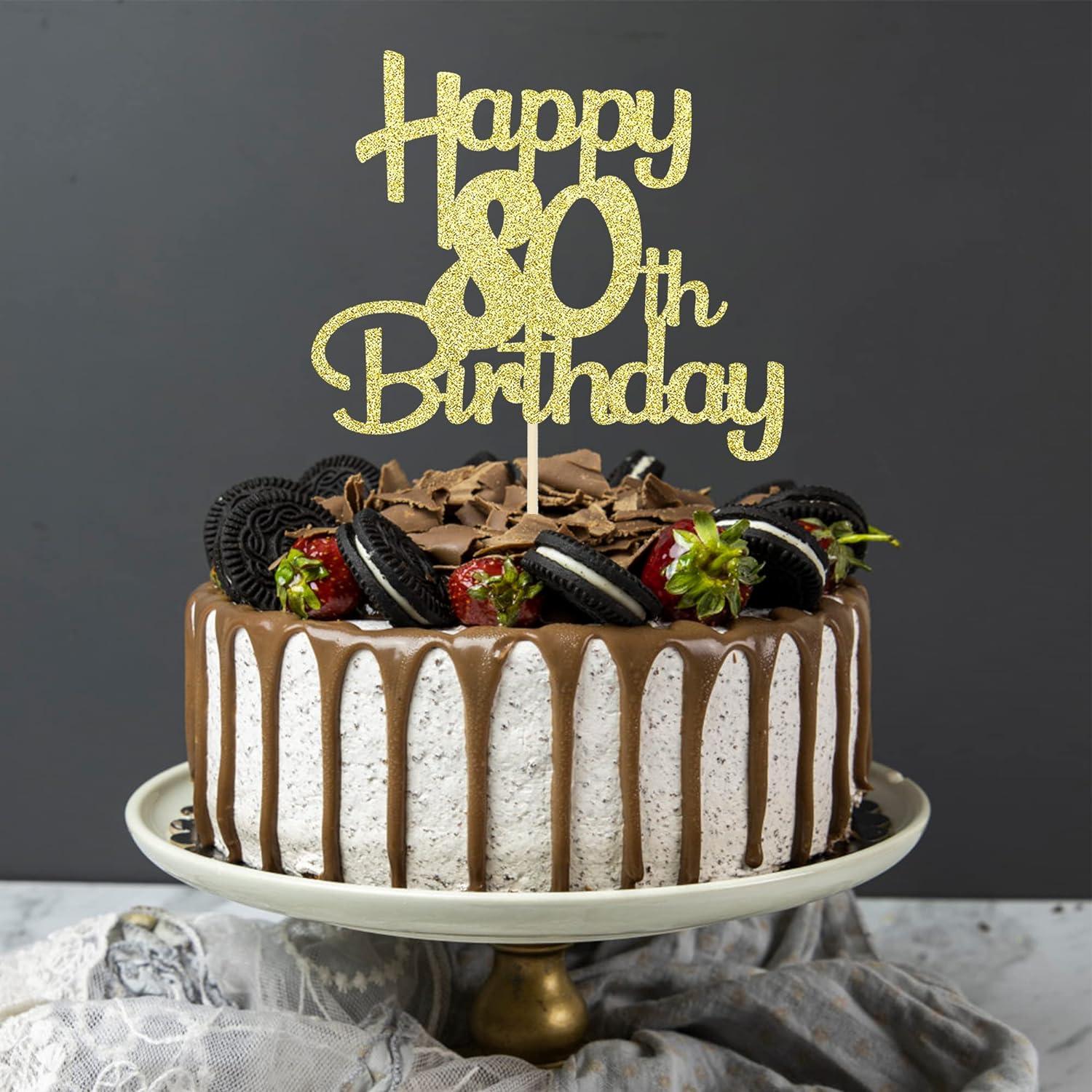 Sotpot Gold Glitter 80 Cake Topper 80th Birthday Cake Decorations for ...