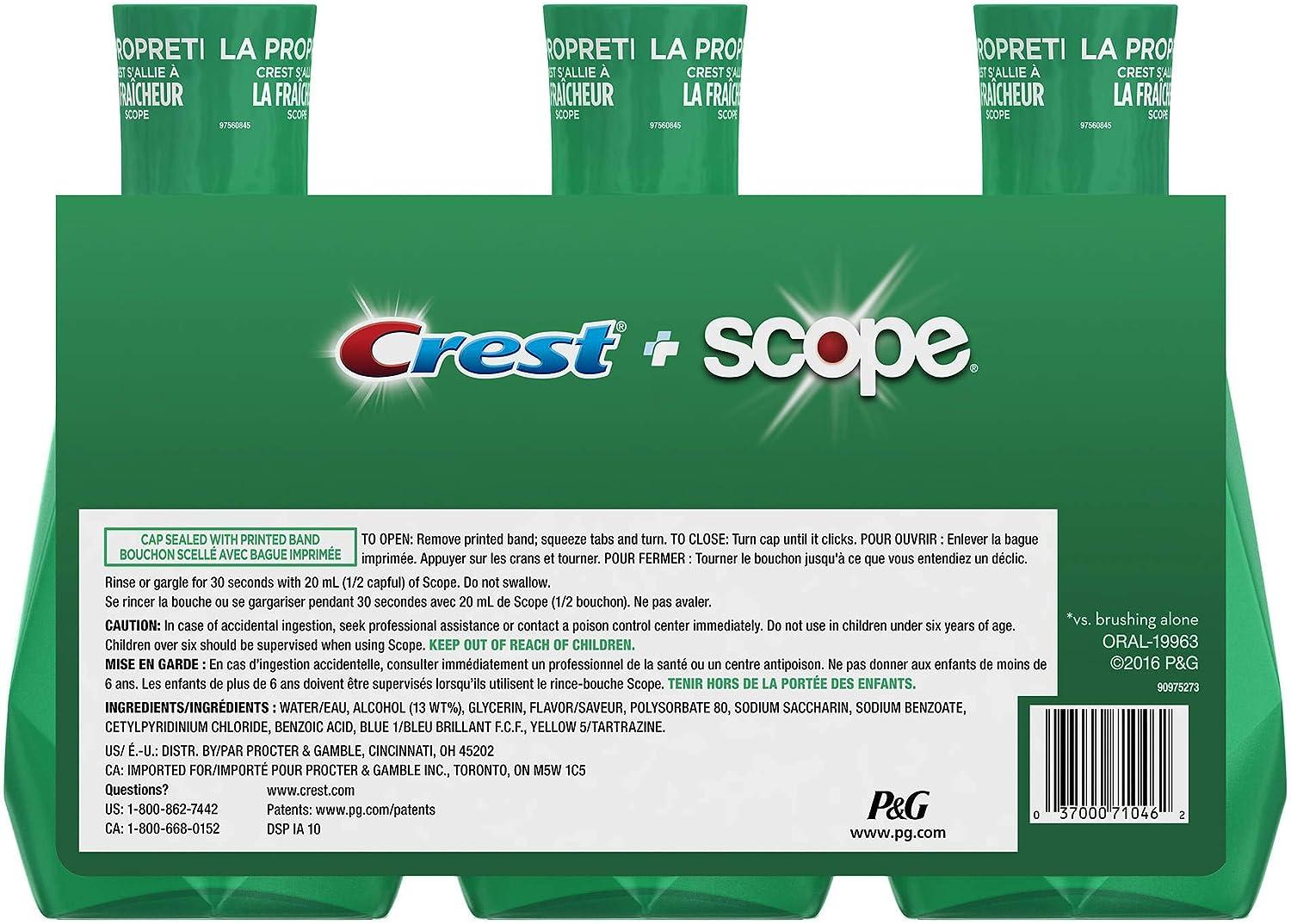 Crest Scope Outlast Mint Mouthwash 33.8 Fl Oz - 3 Pack (1L) | Long ...