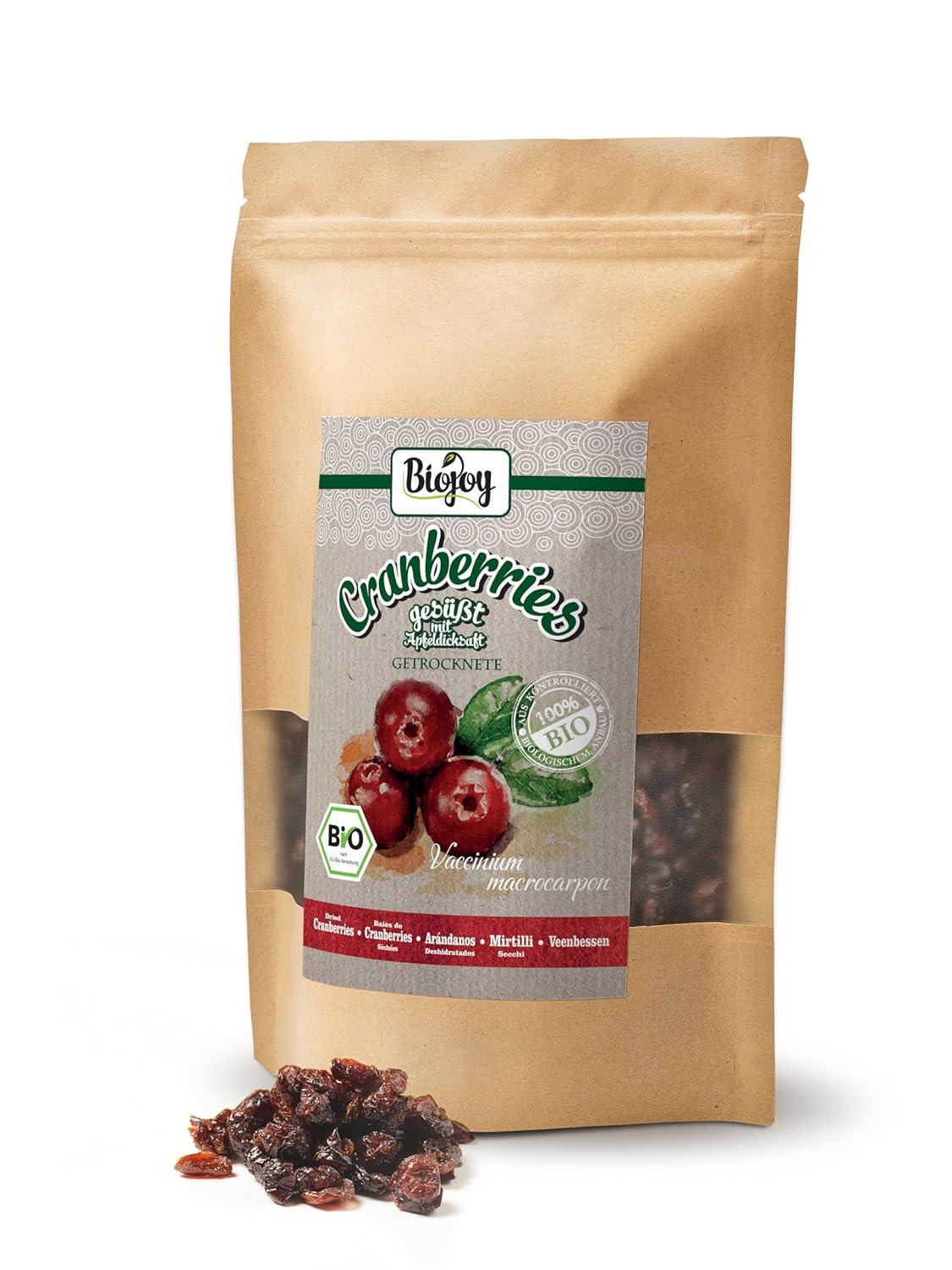 Buy Biojoy Organic Dried Cranberries (500g) - Sweetened with Apple ...