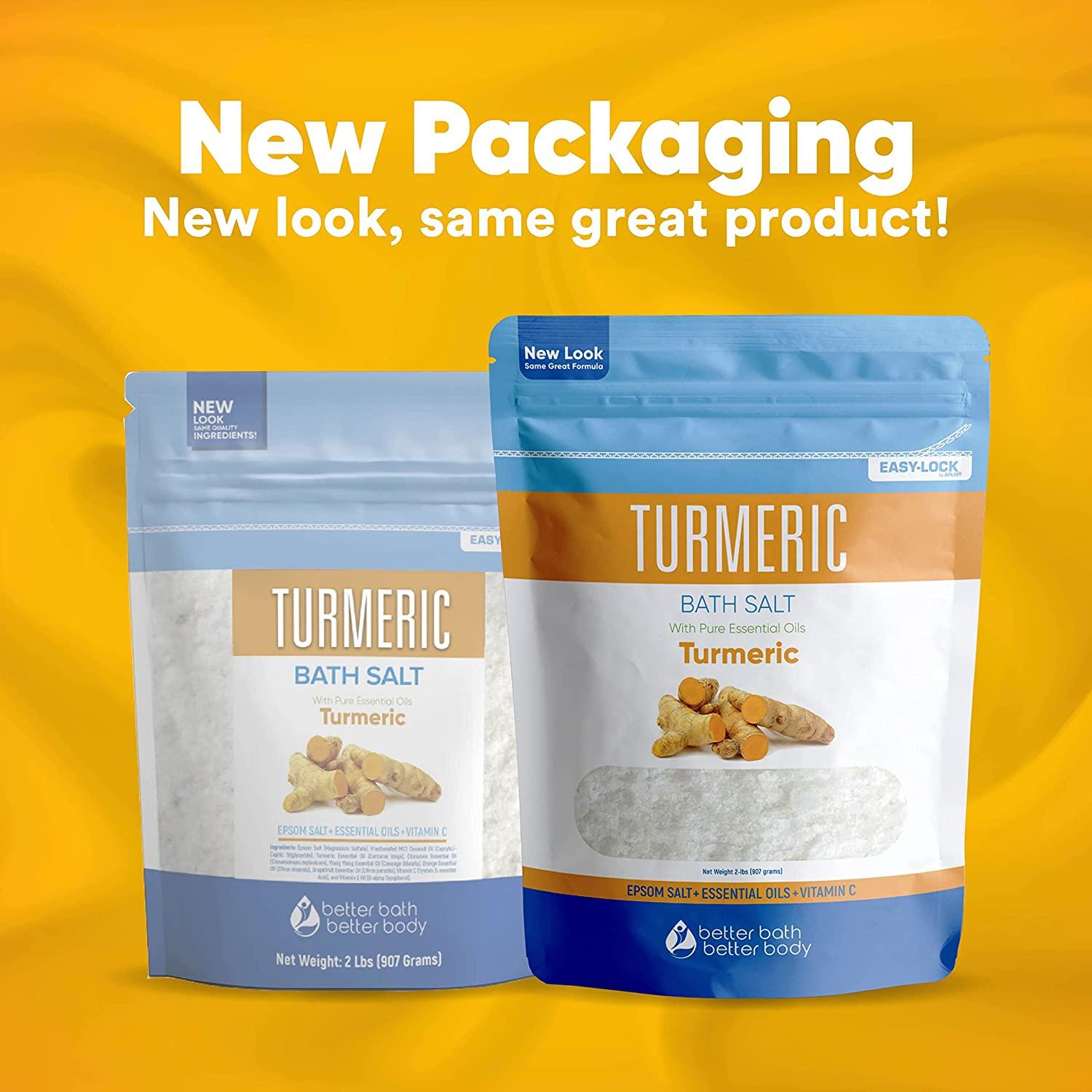 Turmeric Bath Salt 32 oz with Epsom Salt, Turmeric, Cinnamon, Ylang ...