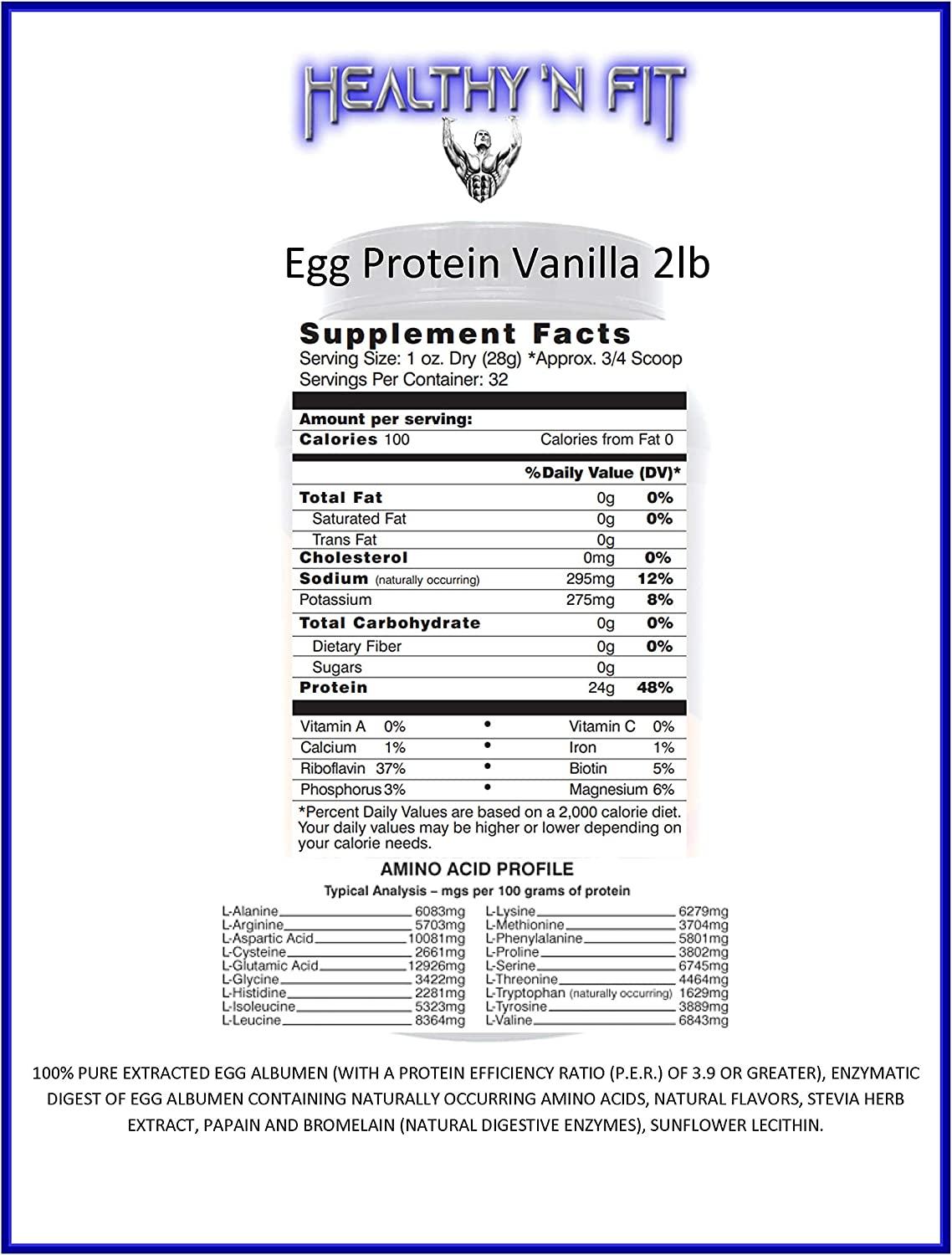 Healthy â€کN Fit 100% Egg Protein - Vanilla Ice Cream (2lb) | Pure Egg ...