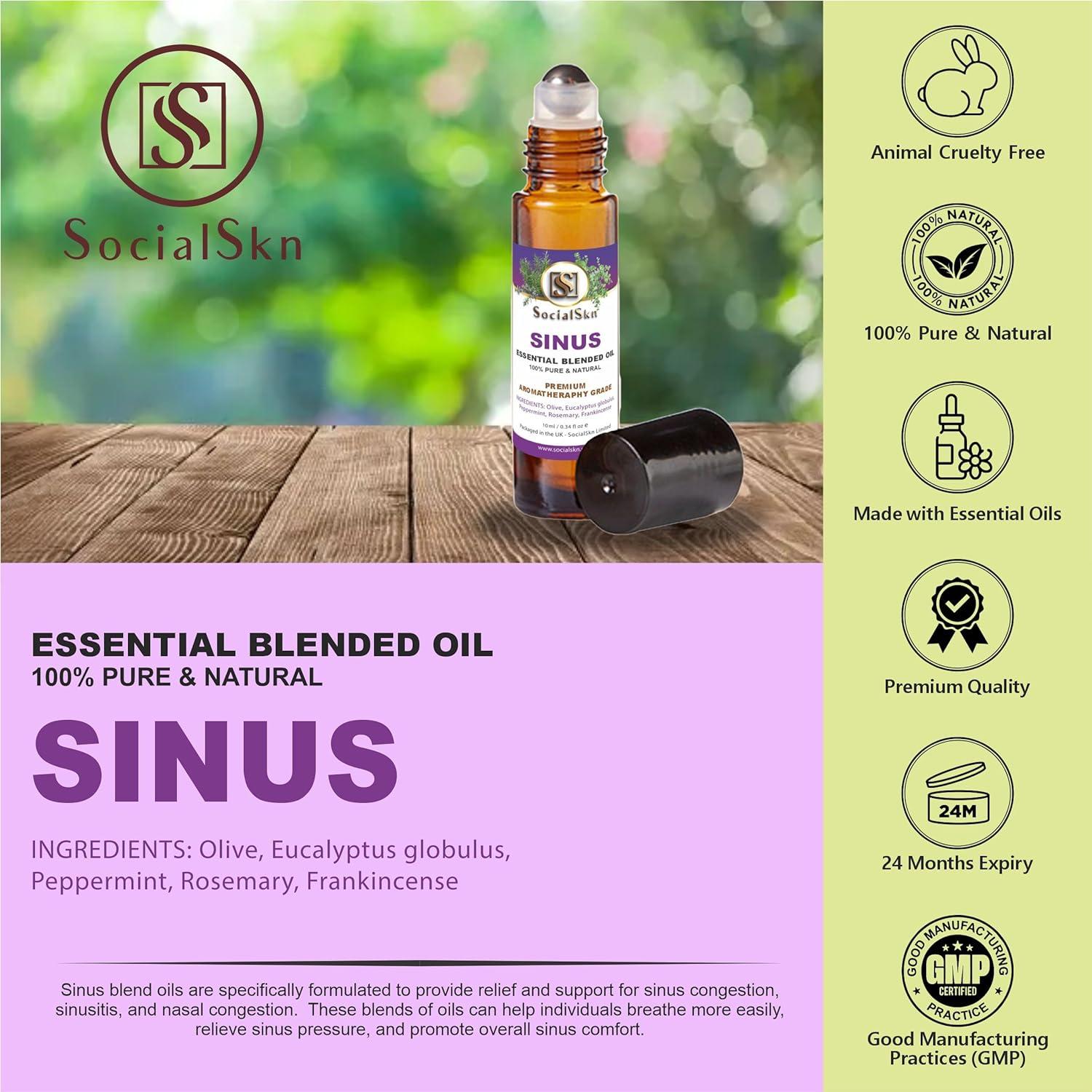 SocialSKN Sinus Relief Essential Oil Blend - Rosemary Peppermint ...