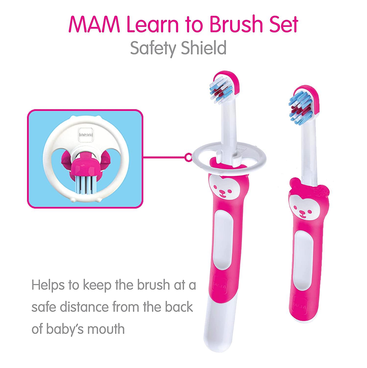 MAM Learn to Brush Set for Boys 5+ Months - Baby Toothbrushes with ...