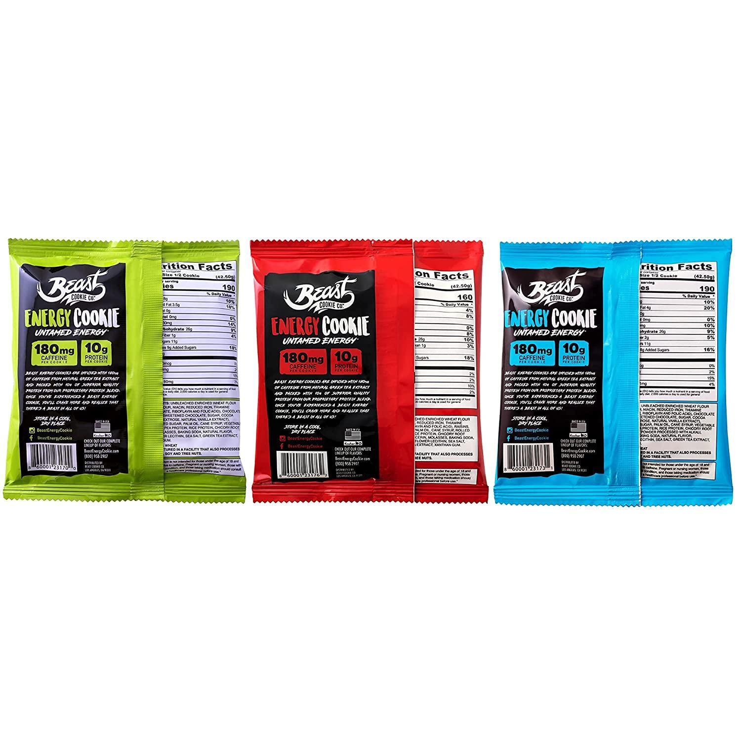 Beast Energy Cookie Protein Cookie - Contain 180mg of Caffeine & 10g of ...