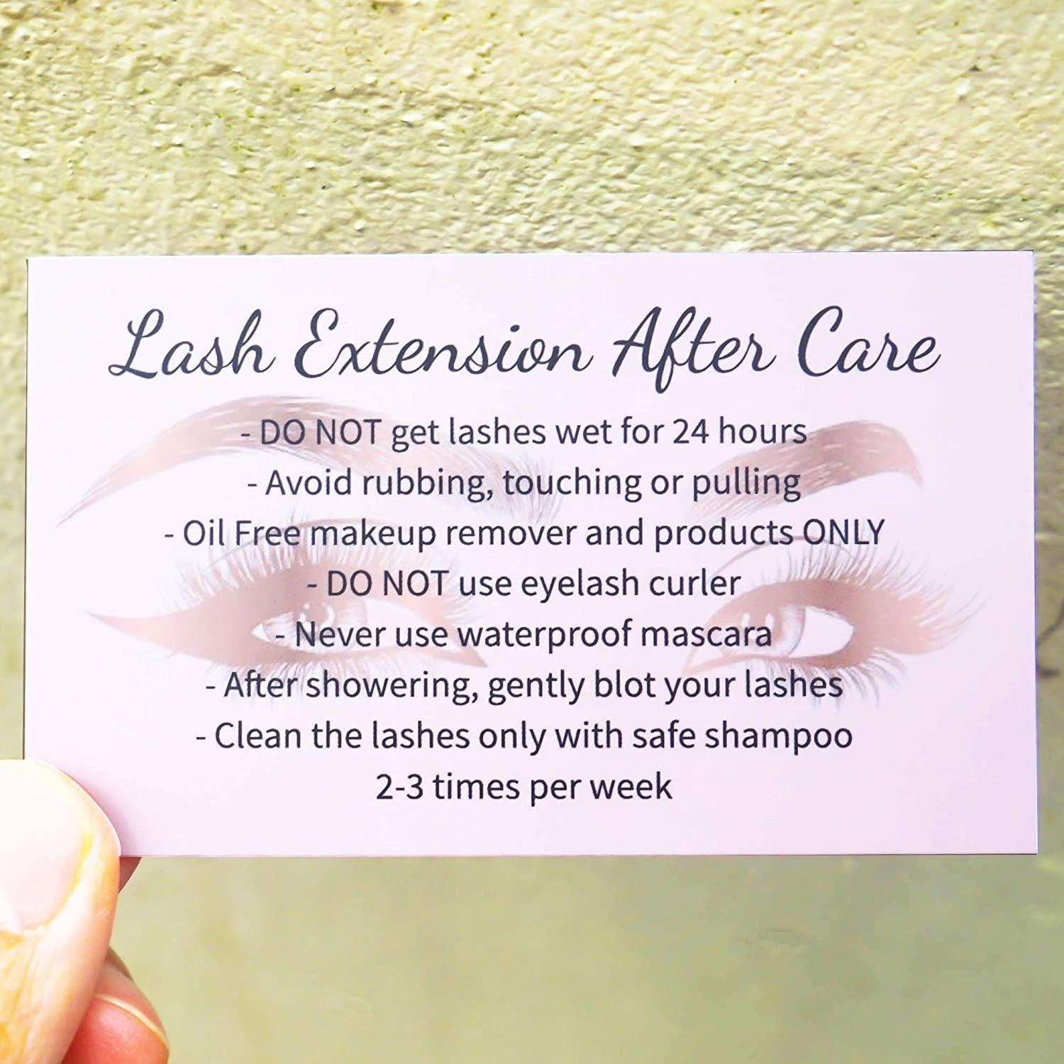 100 Lash Extension Aftercare Cards | Lash Client Instruction | Pink ...