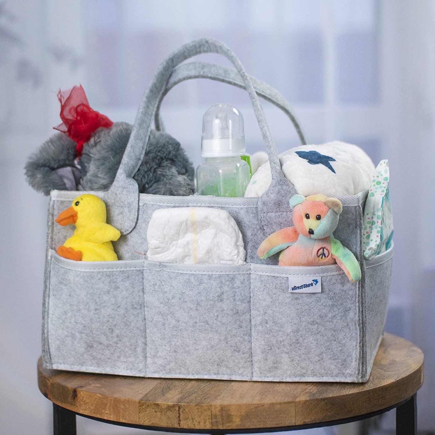 Shark Baby Diaper Caddy - Nursery Storage Bin with Zipper Pocket ...