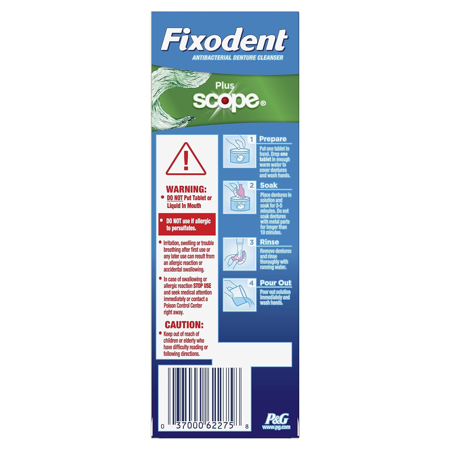 Fixodent Plus Scope Denture Cleaner Tablets 60 Count (2 Month Supply ...