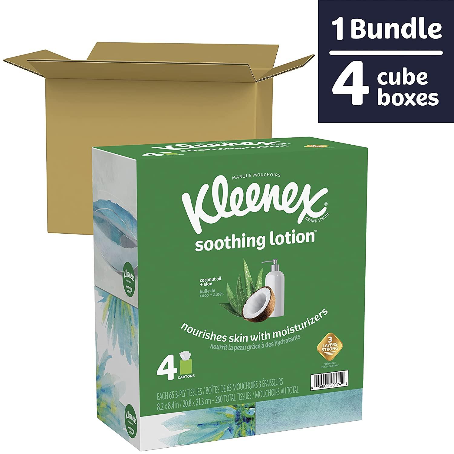 Kleenex Soothing Lotion Facial Tissues with Coconut Oil, Aloe & Vitamin ...