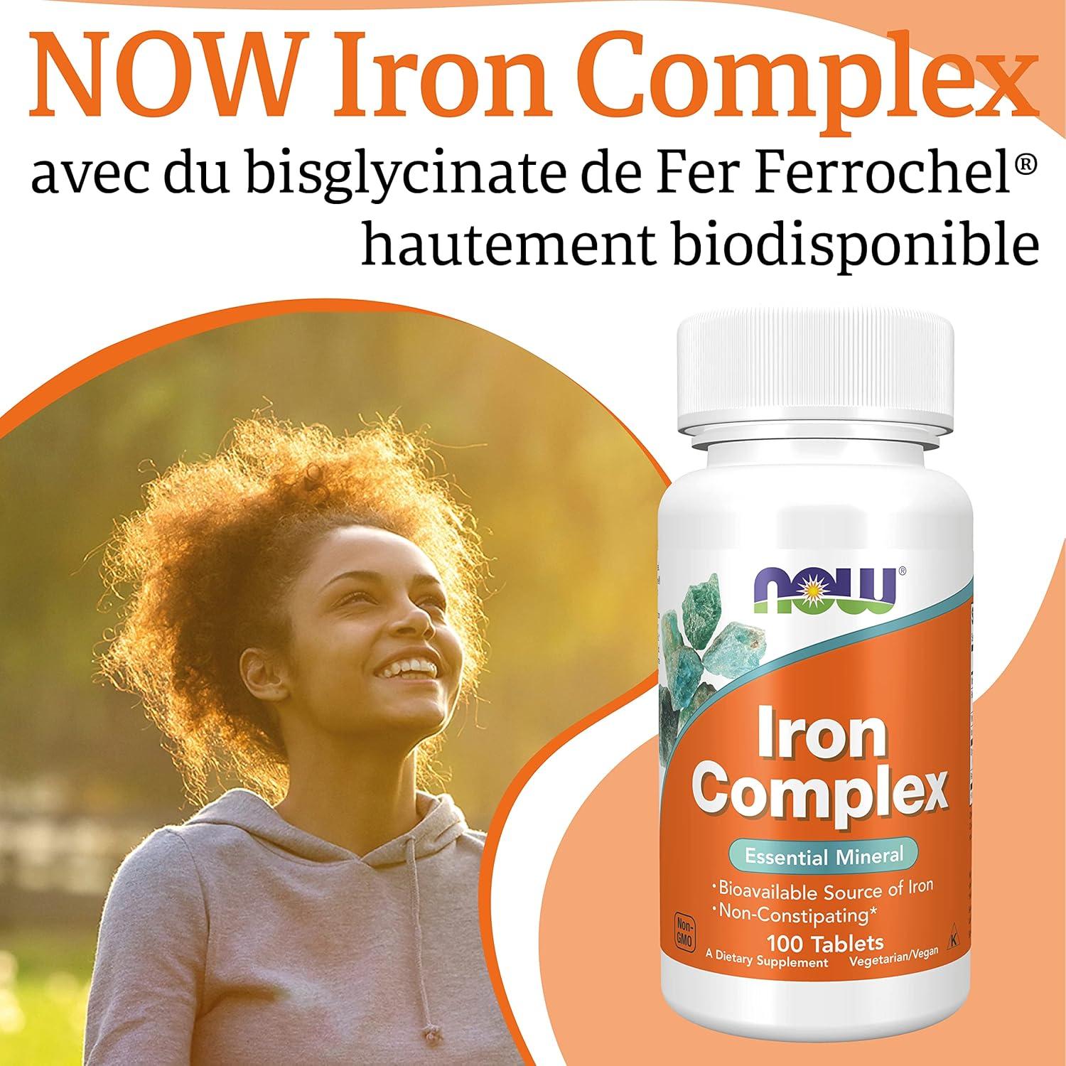 Now Foods Iron Complex (Iron Complex) 27mg 100 Vegan Tablets Lab Tested ...