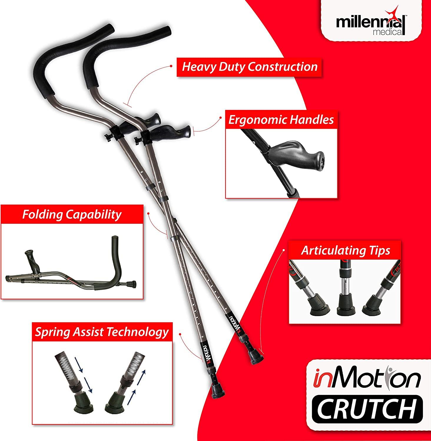 Foldable in-Motion Pro Crutches | Tall Size (5'7 - 6'10) | Ergonomic ...