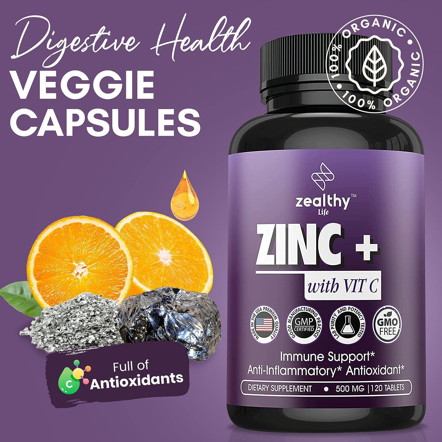 Zealthy Life Zinc + Vitamin C 500mg - 120 Tablets | Buy Now with ...
