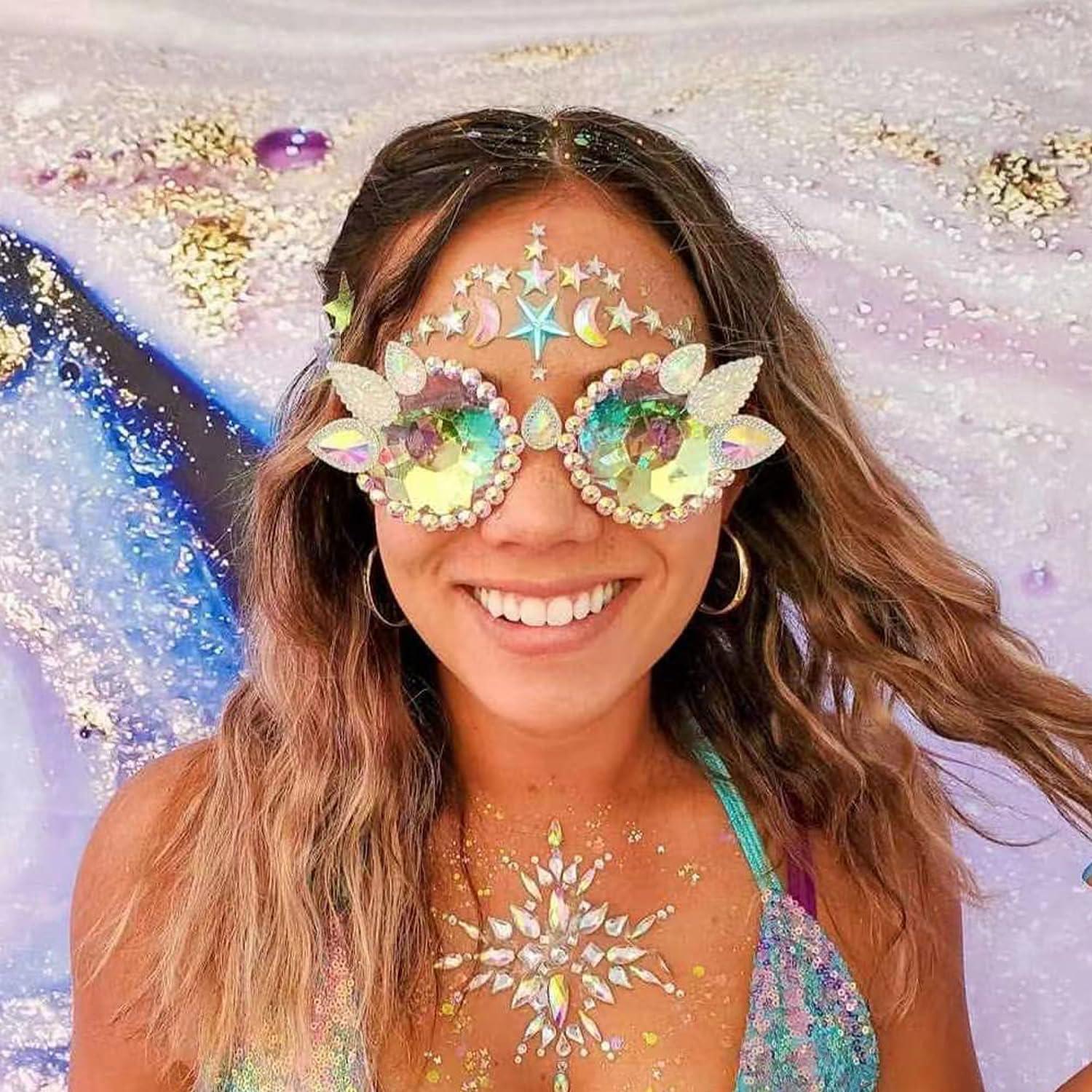 Stars Moon Face Gems Jewels - Stick-On Crystal Rhinestones Sticker for ...