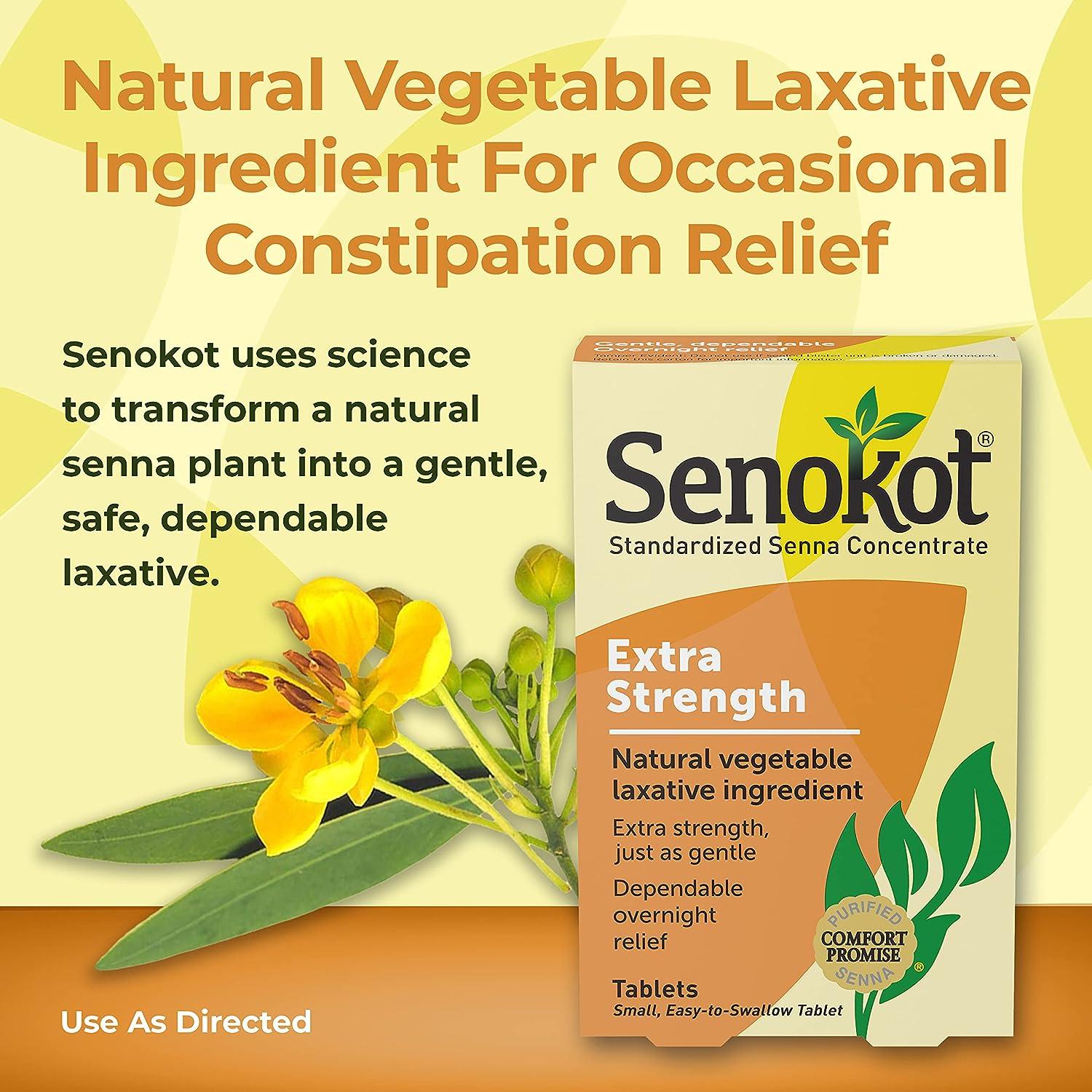 Senokot Extra Strength 12 Tablets - Natural Vegetable Laxative for ...