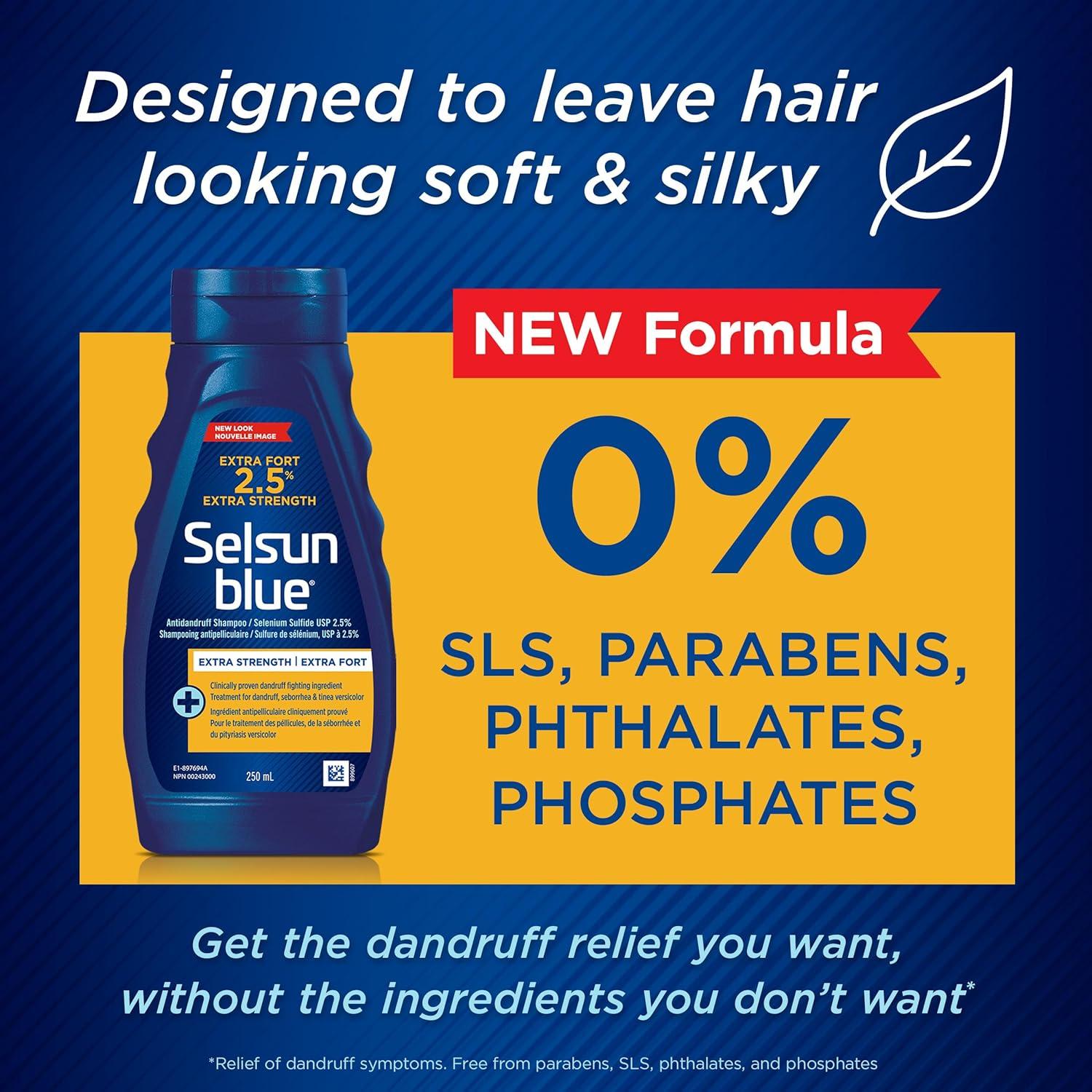 Selsun Blue Anti-Dandruff Shampoo 250mL Dandruff Treatment with 2.5% ...