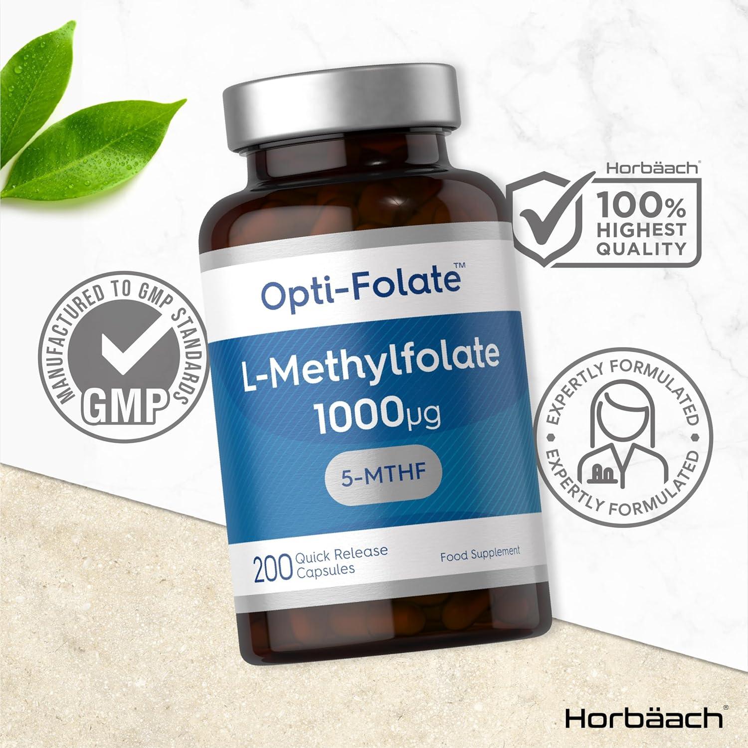 L-Methylfolate 1000ug | 200 Capsules | 5-MTHF Folate Supplement ...
