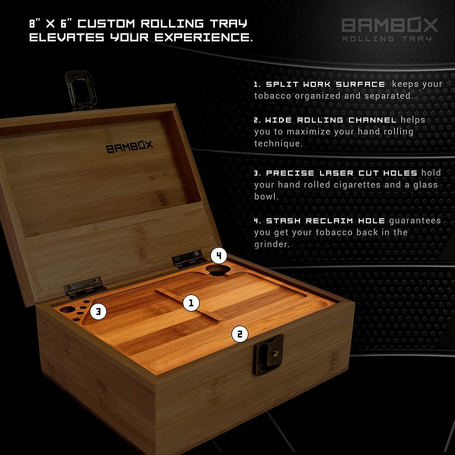 BAMBOX Stash Box with Rolling Tray, Smell Proof Containers, Wooden ...