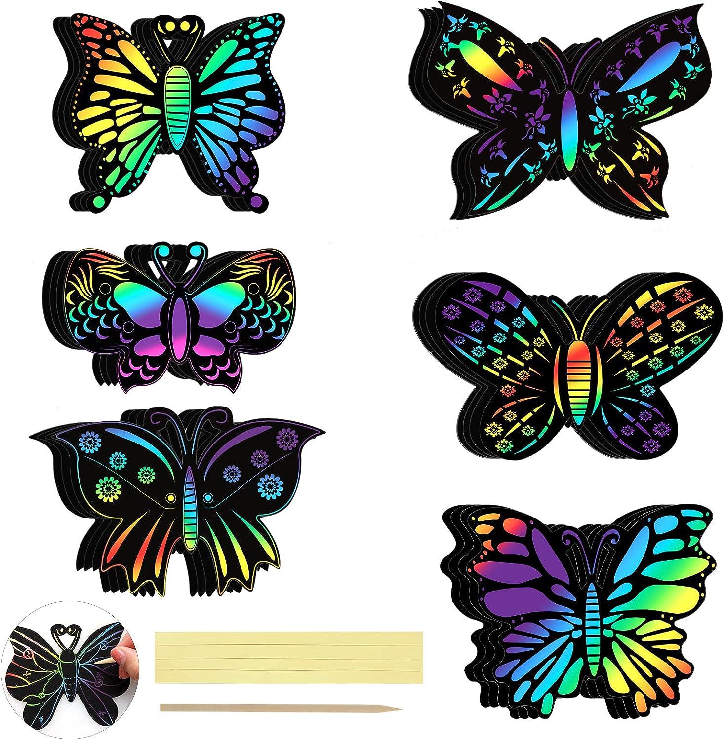 Lusofie 24 Pieces Butterfly Scratch Cards - Rainbow Spring Art Card ...