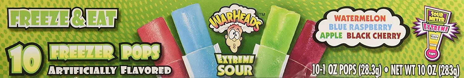 Warheads Extreme Sour Freezer Pops - Pack of 20 Pops (10 Pops x 2 ...