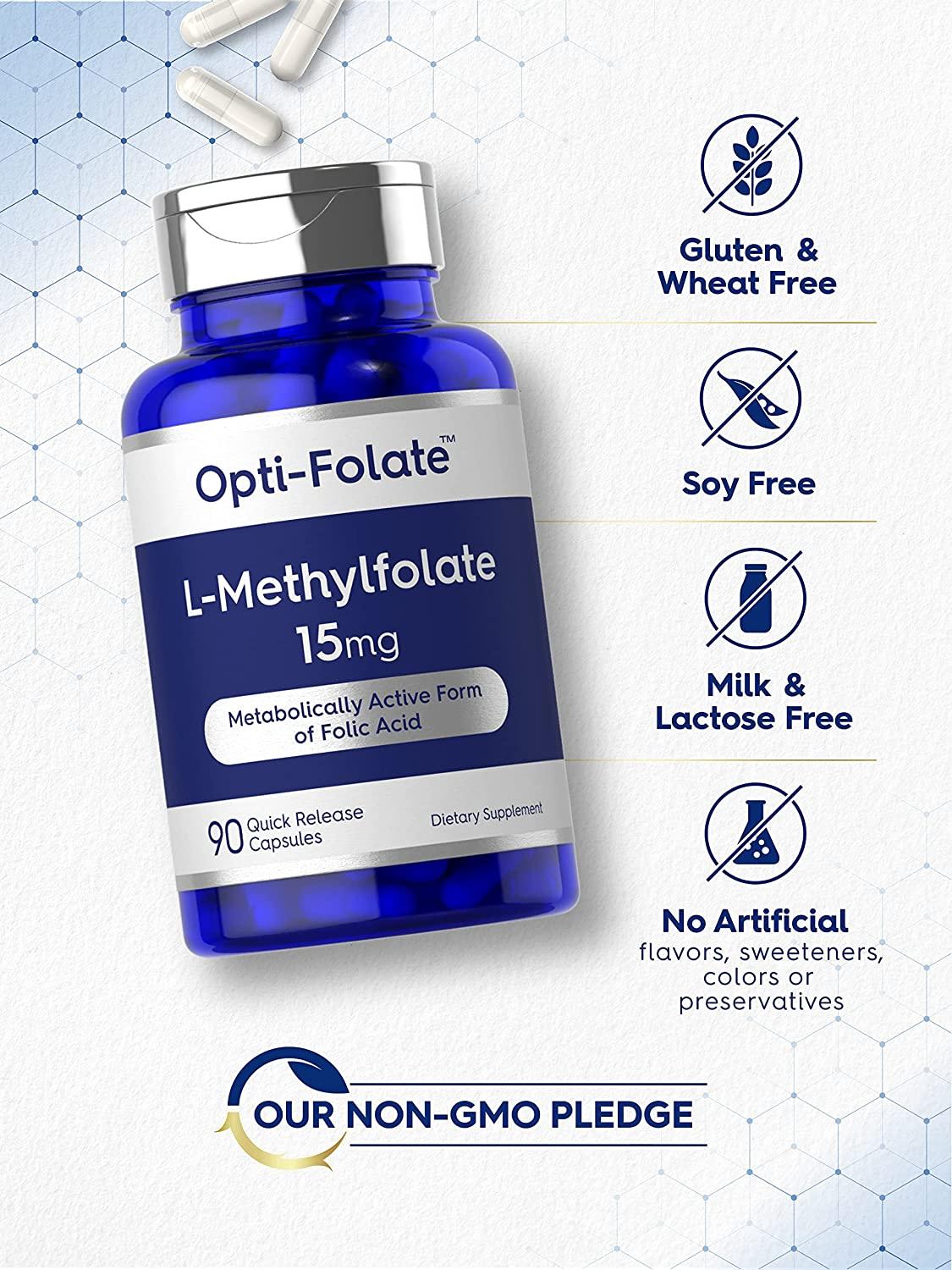 L Methylfolate 15mg | 90 Capsules | Max Potency | Non-GMO & Gluten Free ...