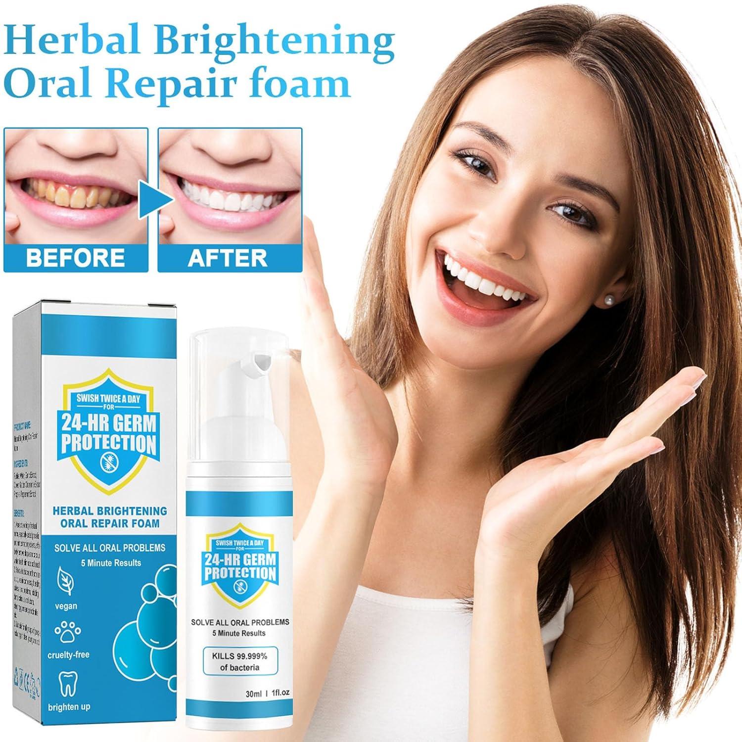 Jorondy Herbal Teeth Mouthwash & Brightening Foam - 2Pcs Foaming ...