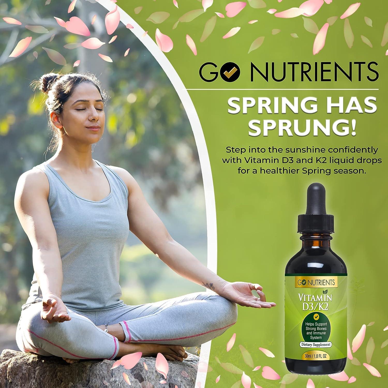 Go Nutrients Liquid Vitamin D3 with K2 (MK-7) Drops - 1oz Liquid ...
