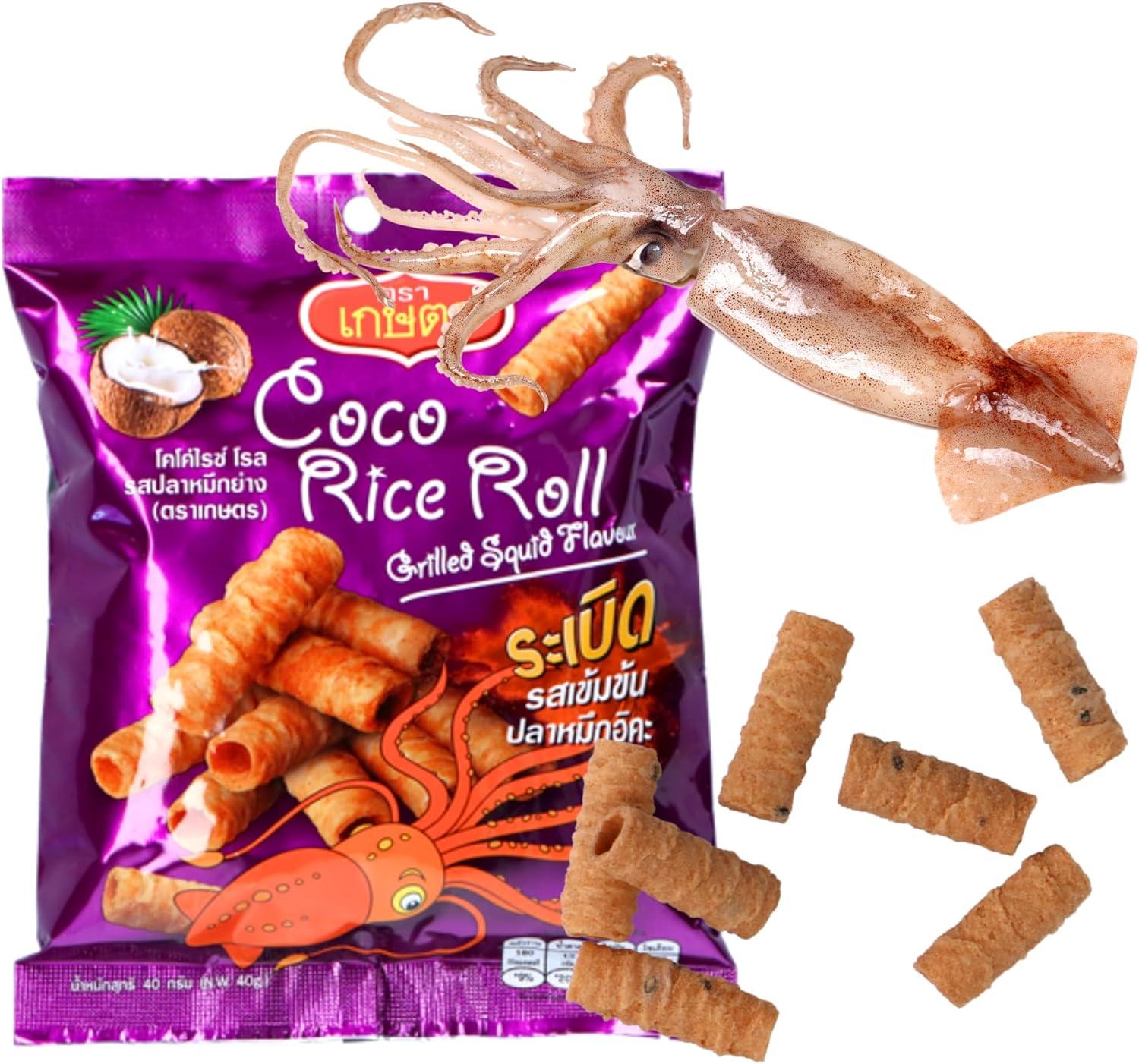 Kaset Coco Rice Roll Grilled Squid Flavour 40g