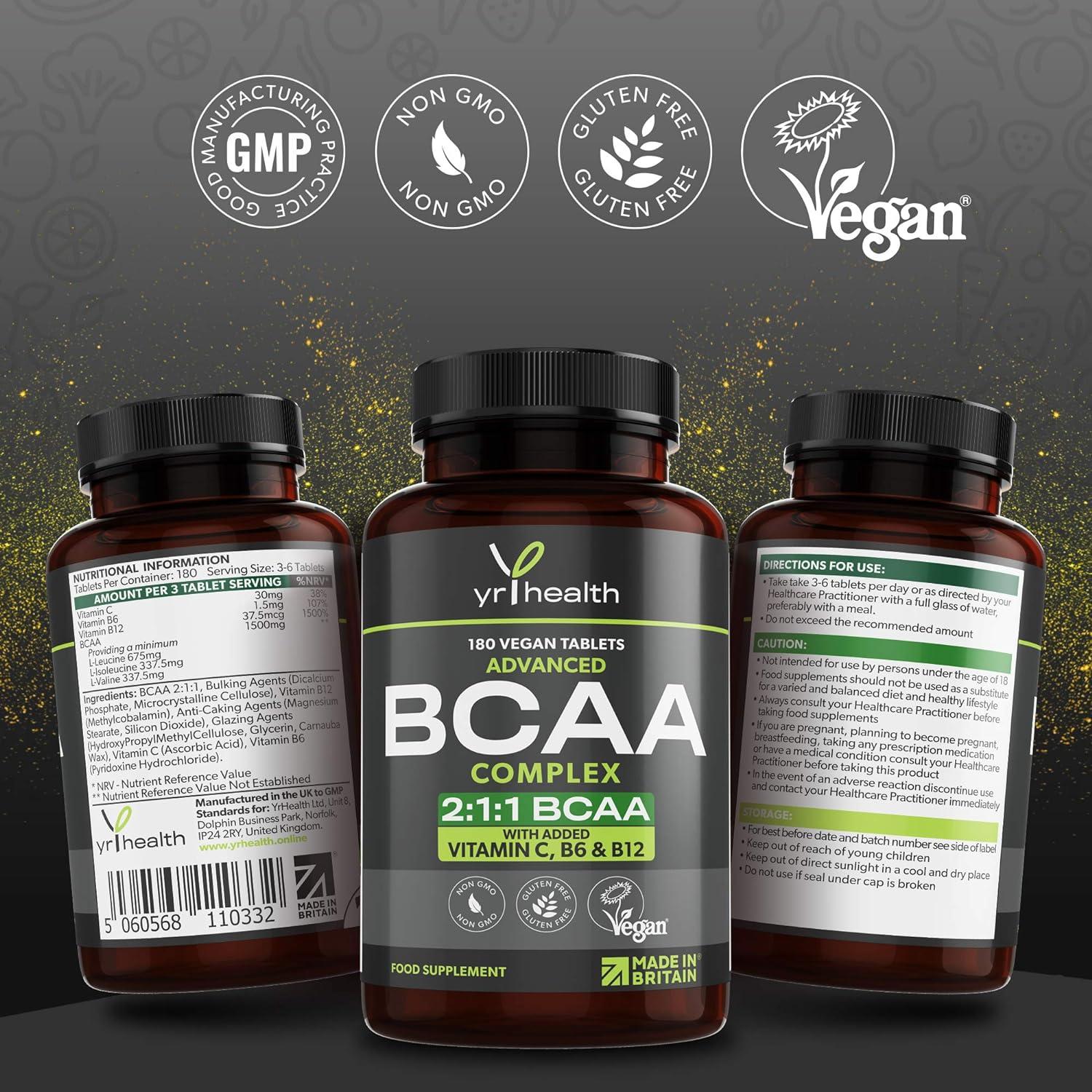 Vegan BCAA Tablets 1500mg - Branch Chain Amino Acids with Vitamin B6, C ...
