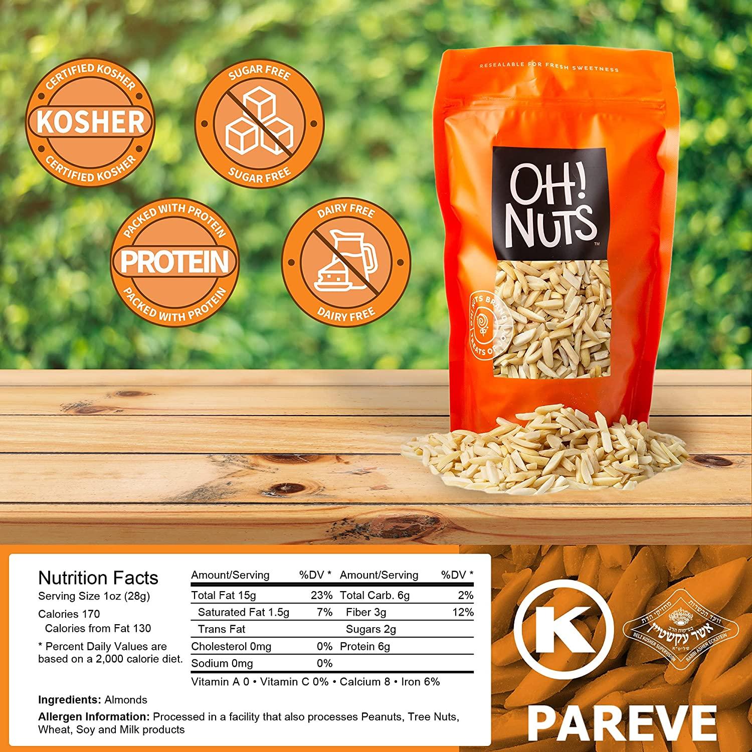 Oh! Nuts Blanched Slivered Almonds | 24oz Bulk Bag - Raw, Unsalted ...