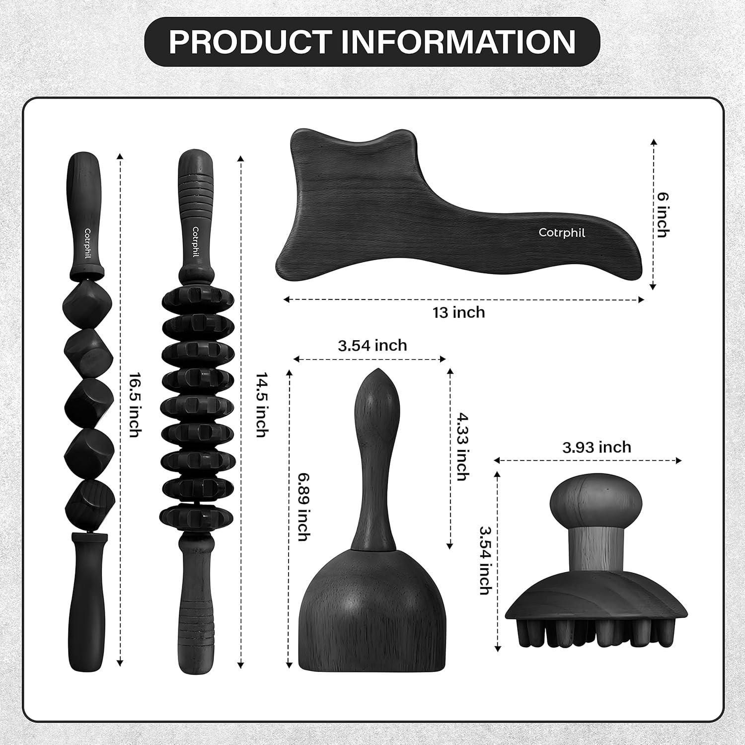 Holz Therapy Massage Tools Kit - Black Lymphatic Drainage Device for ...