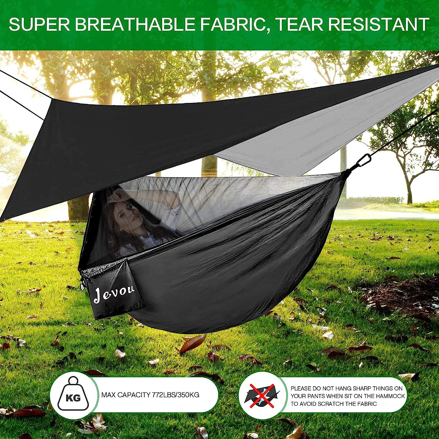 Camping Hammock with Rainfly Tarp & Mosquito Net - Portable Nylon ...