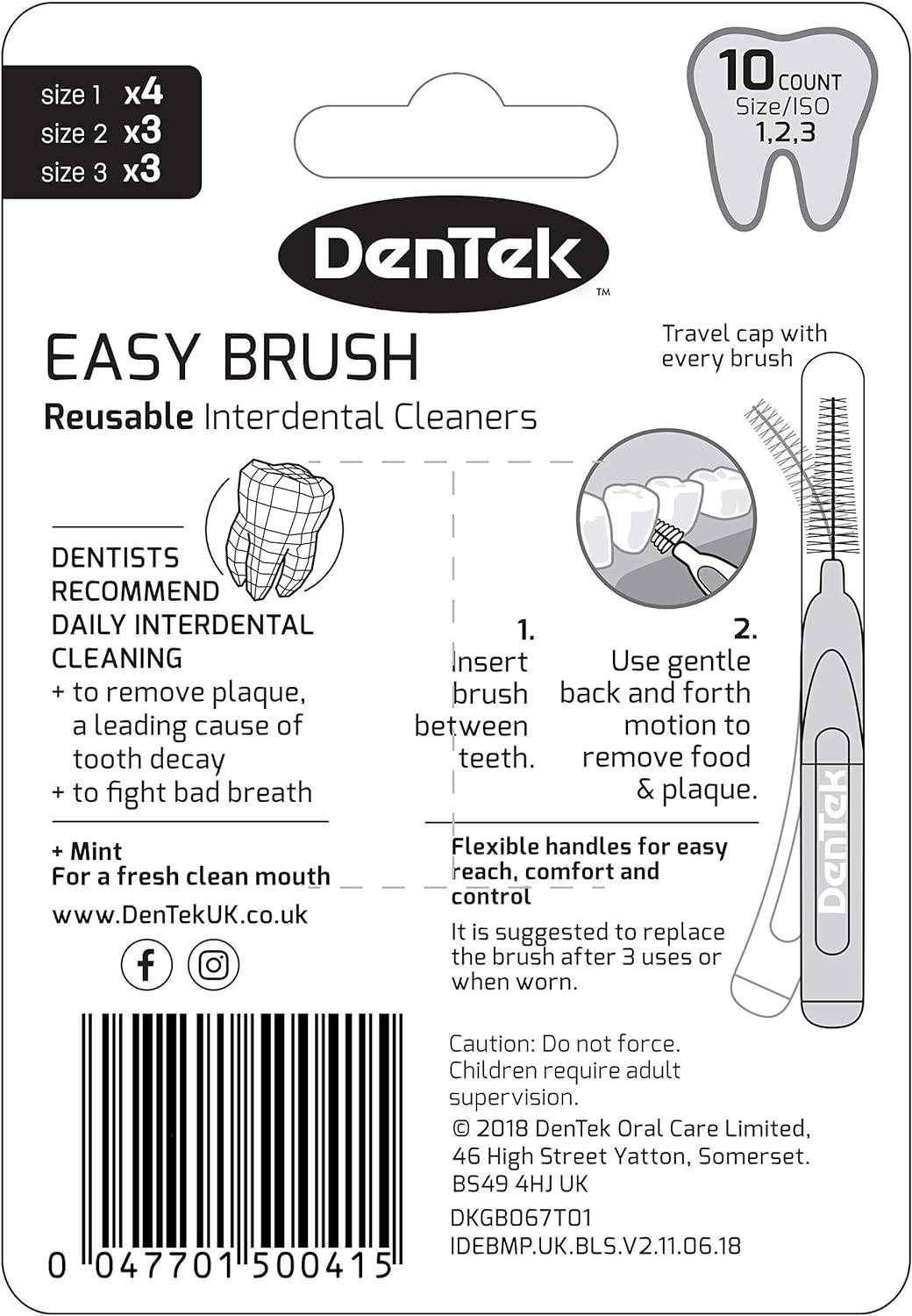 DenTek Easy Brush Interdental Brushes Multi-Size Pack for Food and ...