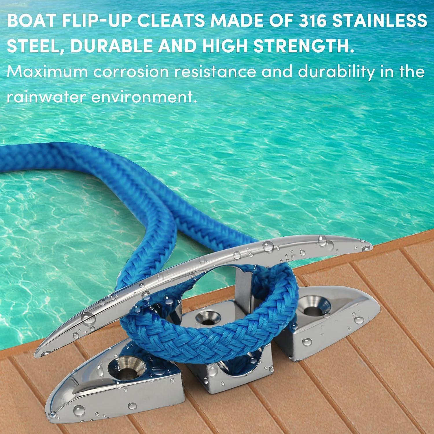 VEITHI Stainless Steel Folding Boat Cleats - 5inch, 4 Pack - Dock ...