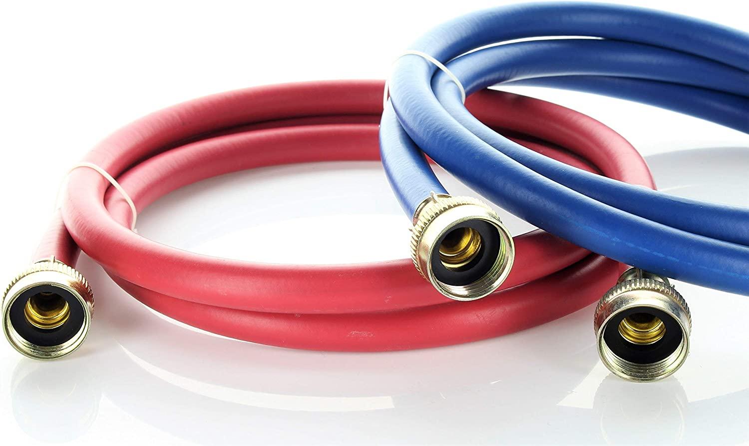 Kelaro 2 Pack Color Coded Rubber Washing Machine Hoses - 4 Foot Length ...