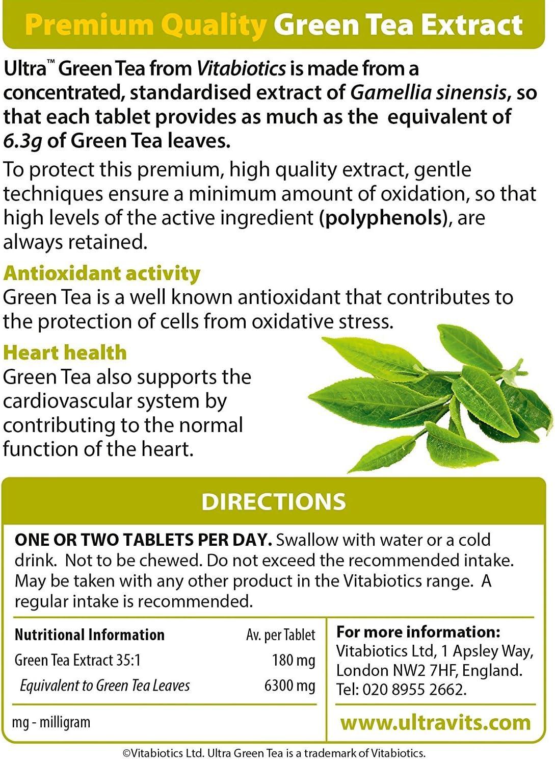Vitabiotics Ultra Green Tea Tablets - 30 Count | Green Tea Extract ...