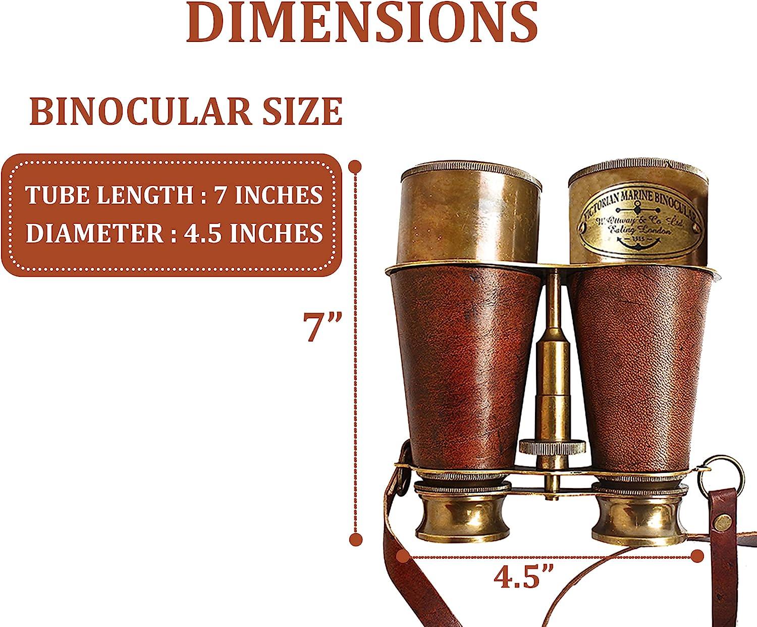 Nautical Design Antique Victorian Marine Brass Leather Binocular Sailor ...