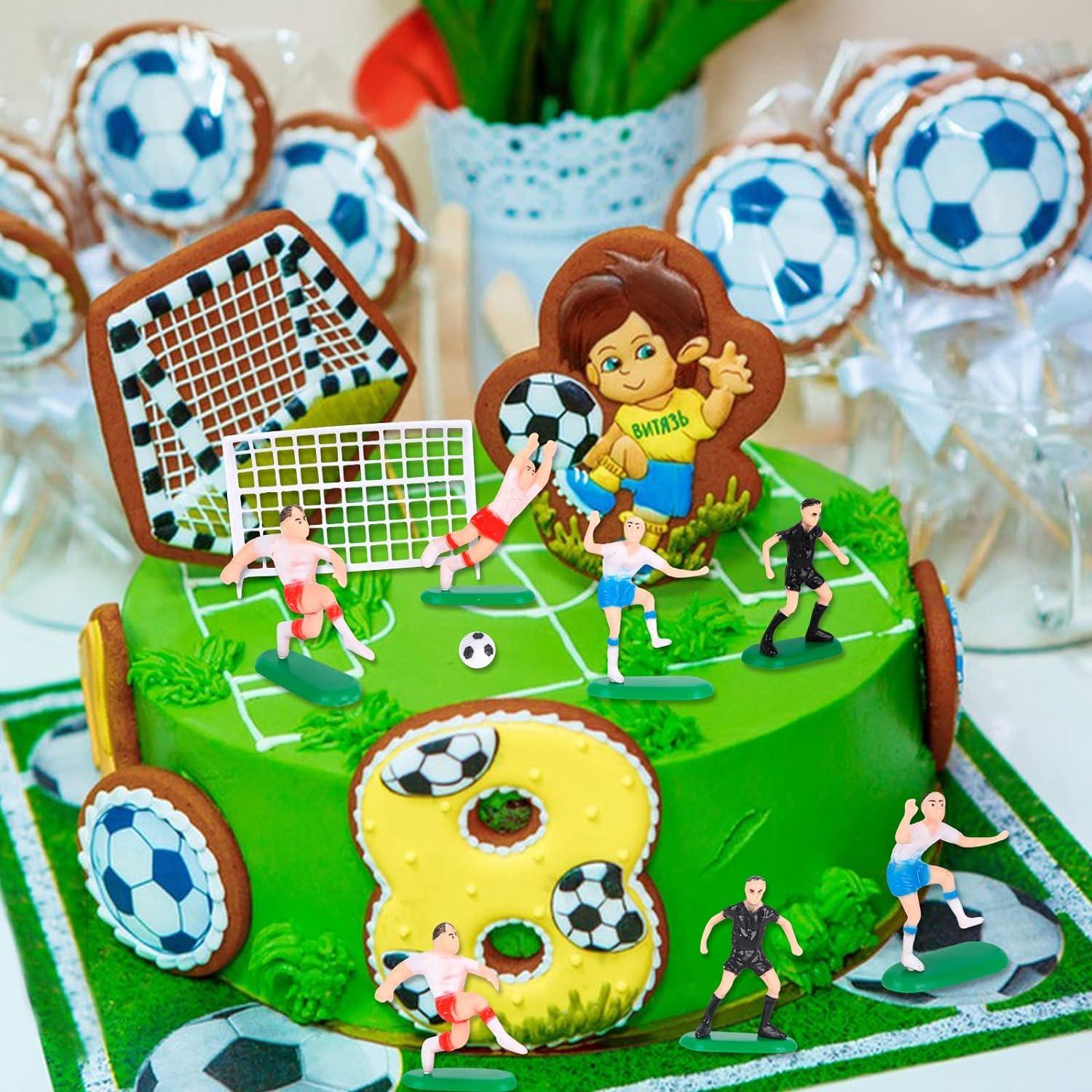 9pcs Football Cake Decoration Set Football Figures Cake Toppers Soccer ...