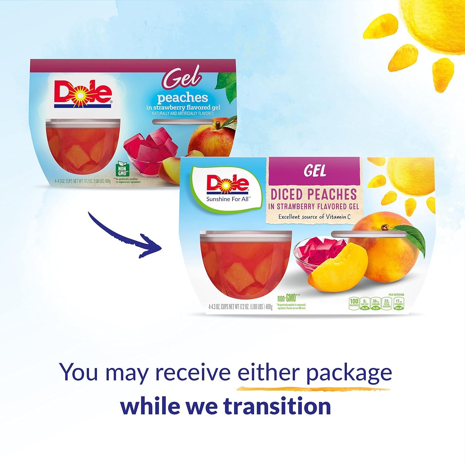 Dole Fruit Bowls Diced Peaches in Strawberry Gel - Gluten Free Healthy ...