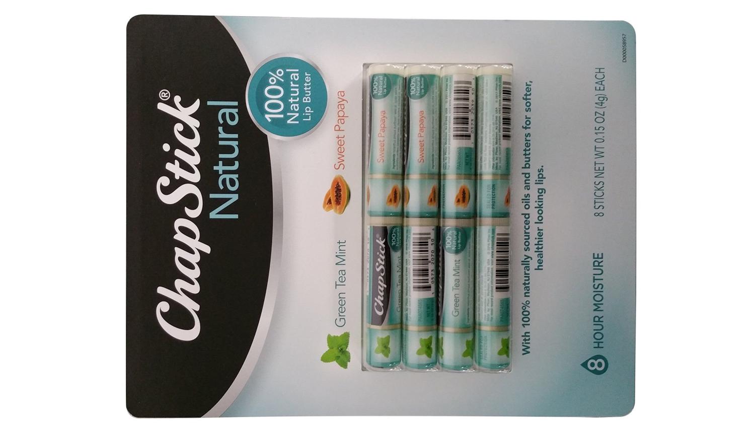 ChapStick Natural Lip Butter Pack - 4 Green Tea Mint & 4 Sweet Papaya ...