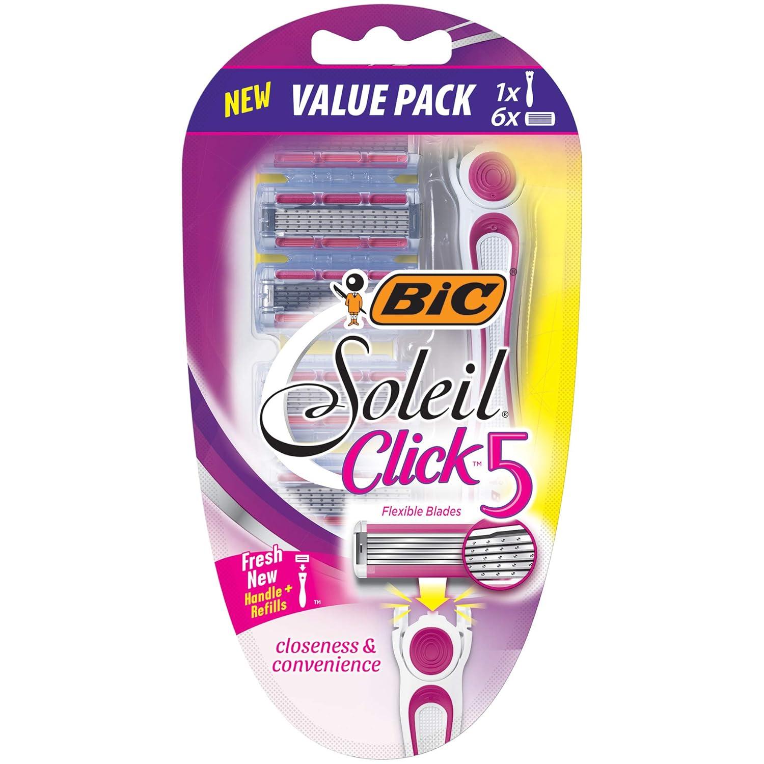 BIC Soleil Click 5 Women's Disposable Razor - Pack of 6 for Smooth ...