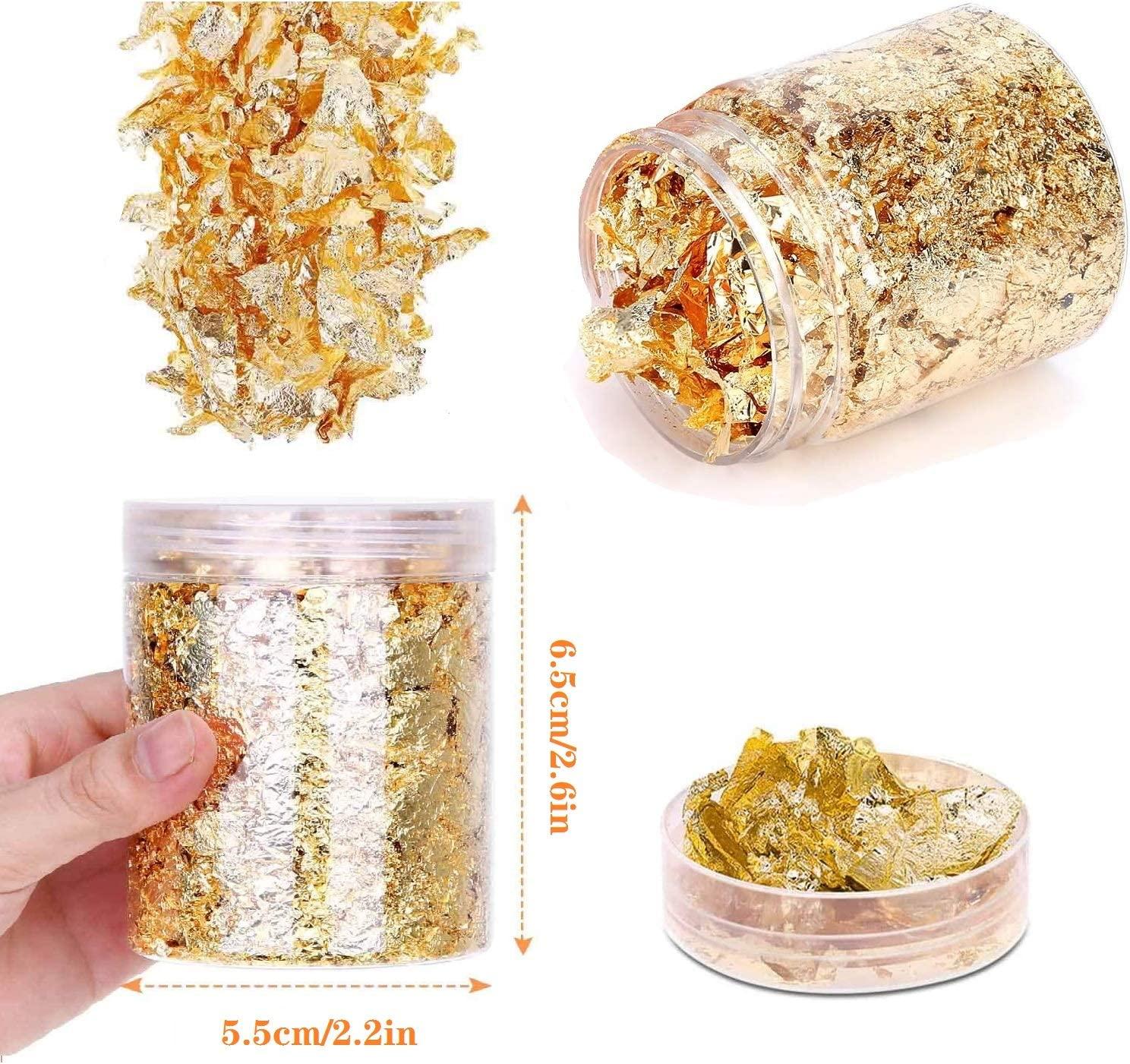 Gold Leaf Gilding Resin Flakes 3 Bottles Metallic Foil 15g - Craft ...