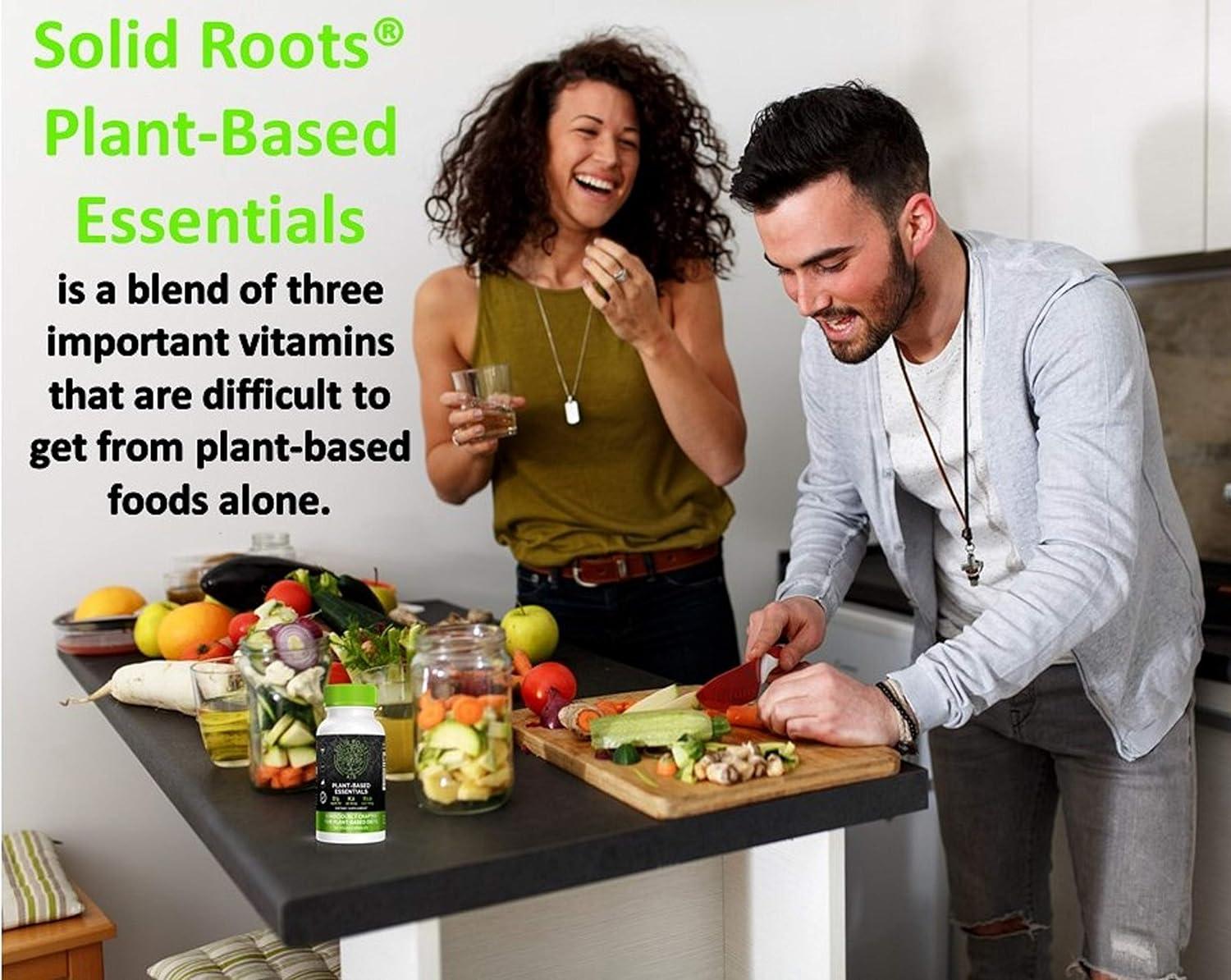 SOLID ROOTS Vegan Vitamin D3 + K2 + B12: Plant-Based Multivitamin for Bones, Heart, Skin & Teeth ...