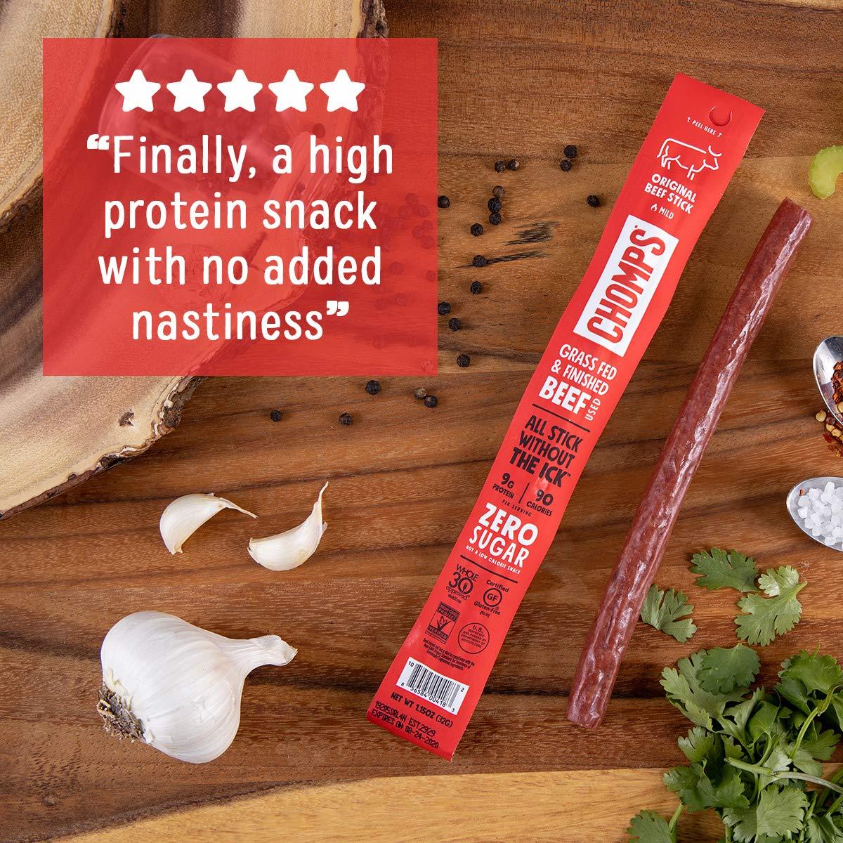 CHOMPS Original Beef Stick - 1.15 OZ | High-Protein Snack | Gluten-Free ...