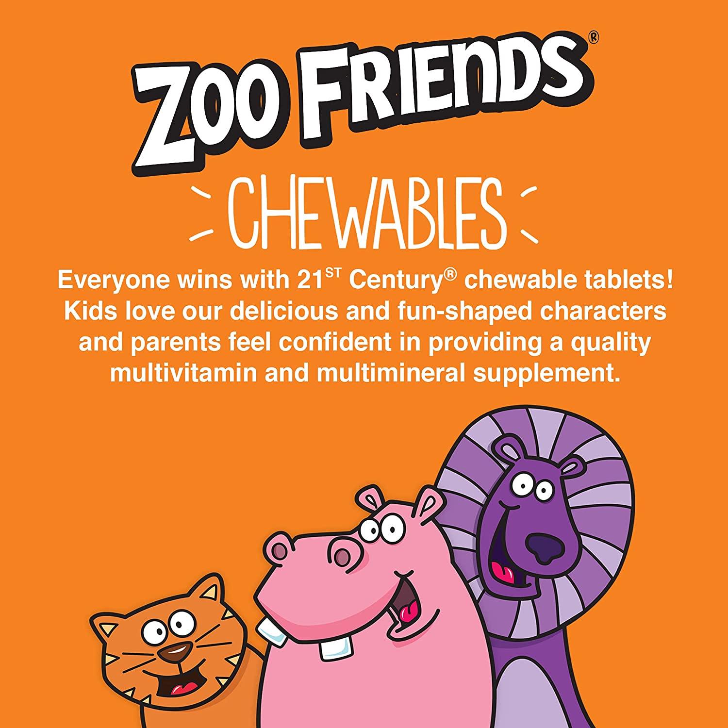 21st Century Zoo Friends with Extra C | 60 Chewable Tablets - Immune ...