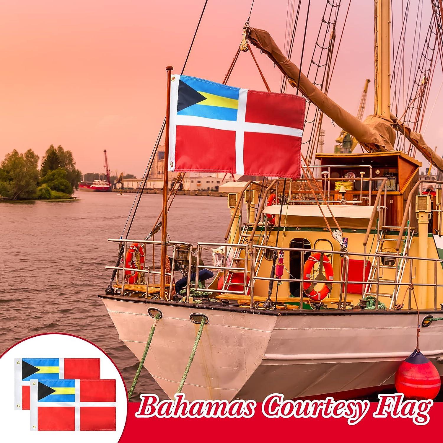2 Pack Bahamas Courtesy Boat Flags 12x18 Inch - Premium Polyester ...