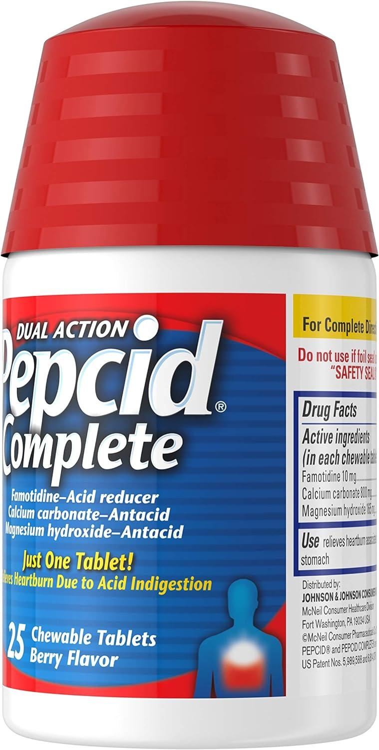Pepcid Complete Acid Reducer + Antacid Chewable Tablets Heartburn ...