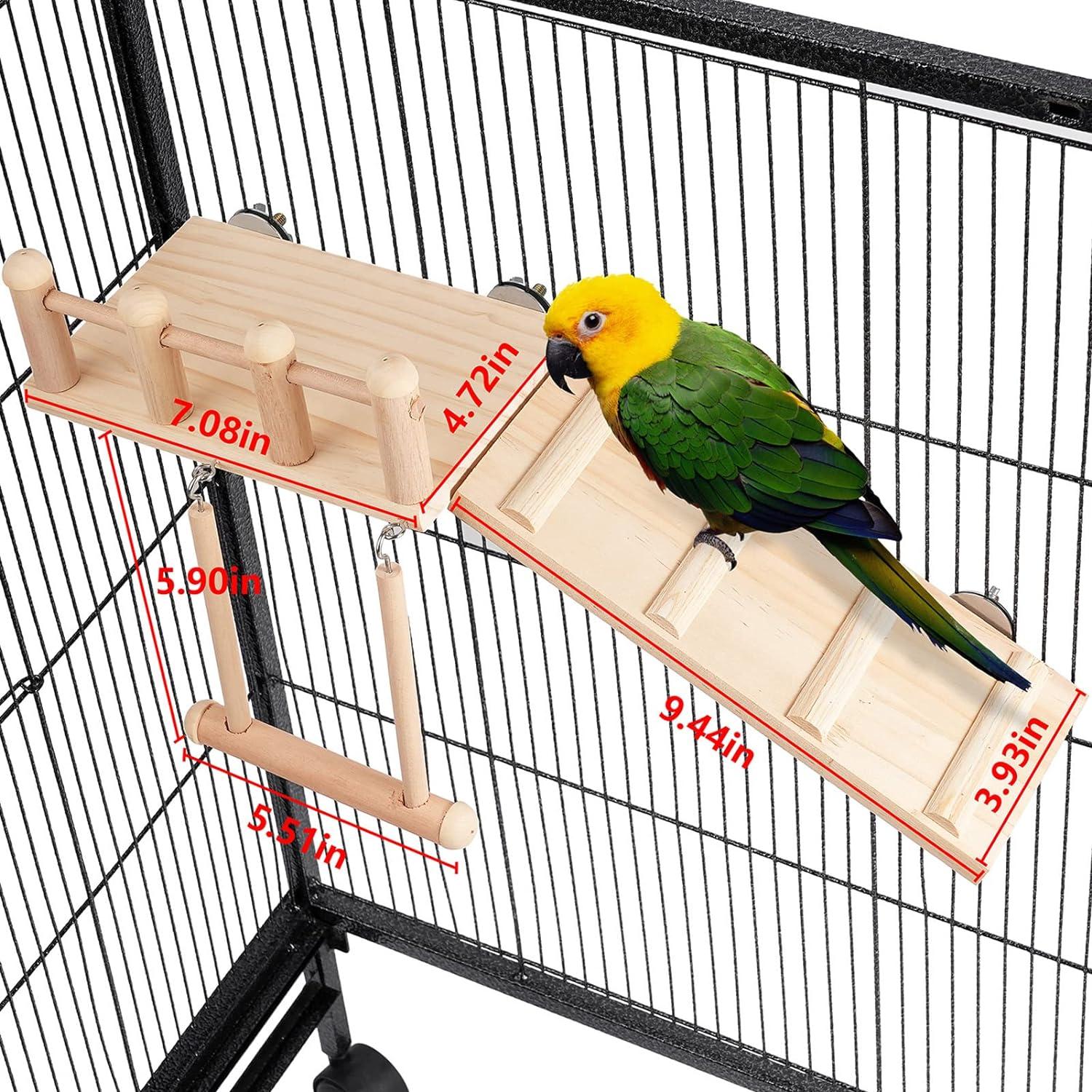 TeTupGa Hamster Bird Perches Cage Toys - Wooden Platform with Climbing ...