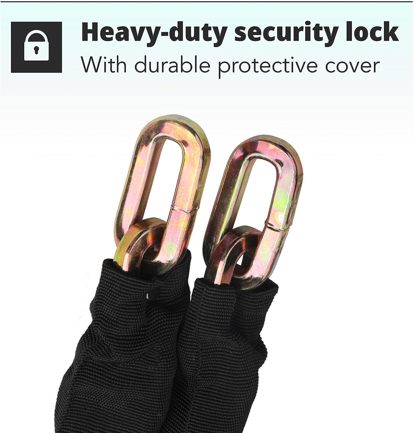 H&S Heavy Duty Bike Padlock and Chain - 10mm x 1.2m Anti-Theft Security ...