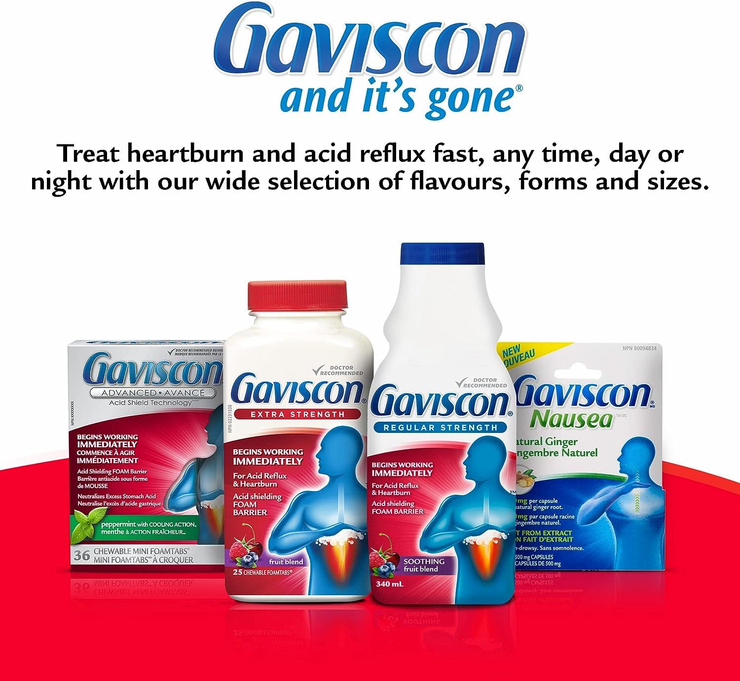Gaviscon Extra Strength Fruit Antacid 60 Tablets - Fast-Acting Relief ...